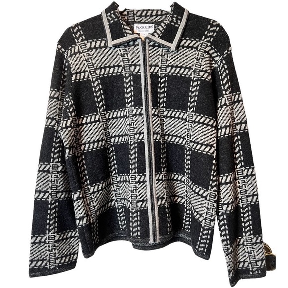 Pendleton | Sweaters | Pendleton Plaid Sweater Jacket Womens Xl 0 ...